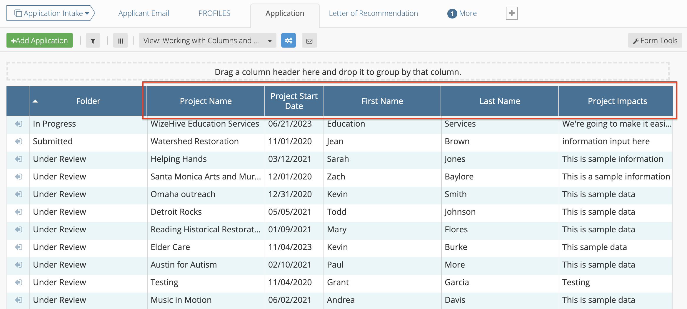Working with Columns and Data Views – WizeHive