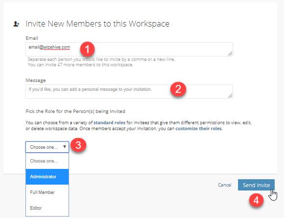 Inviting Workspace Members – WizeHive
