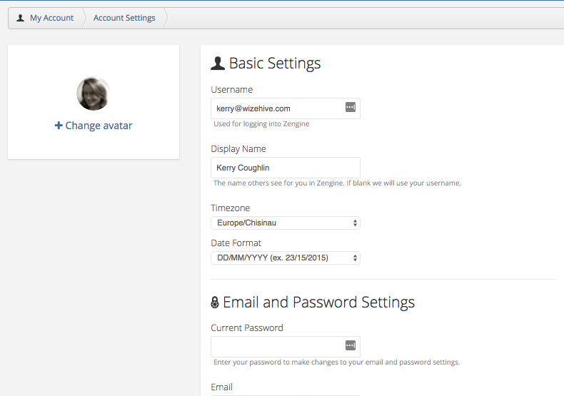 User Profile & Account Settings – WizeHive